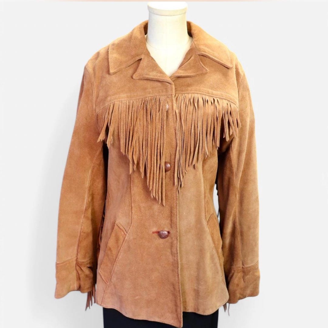 Vintage 1970s Altman of Dallas Designer Brown Suede Leather Fringe ...