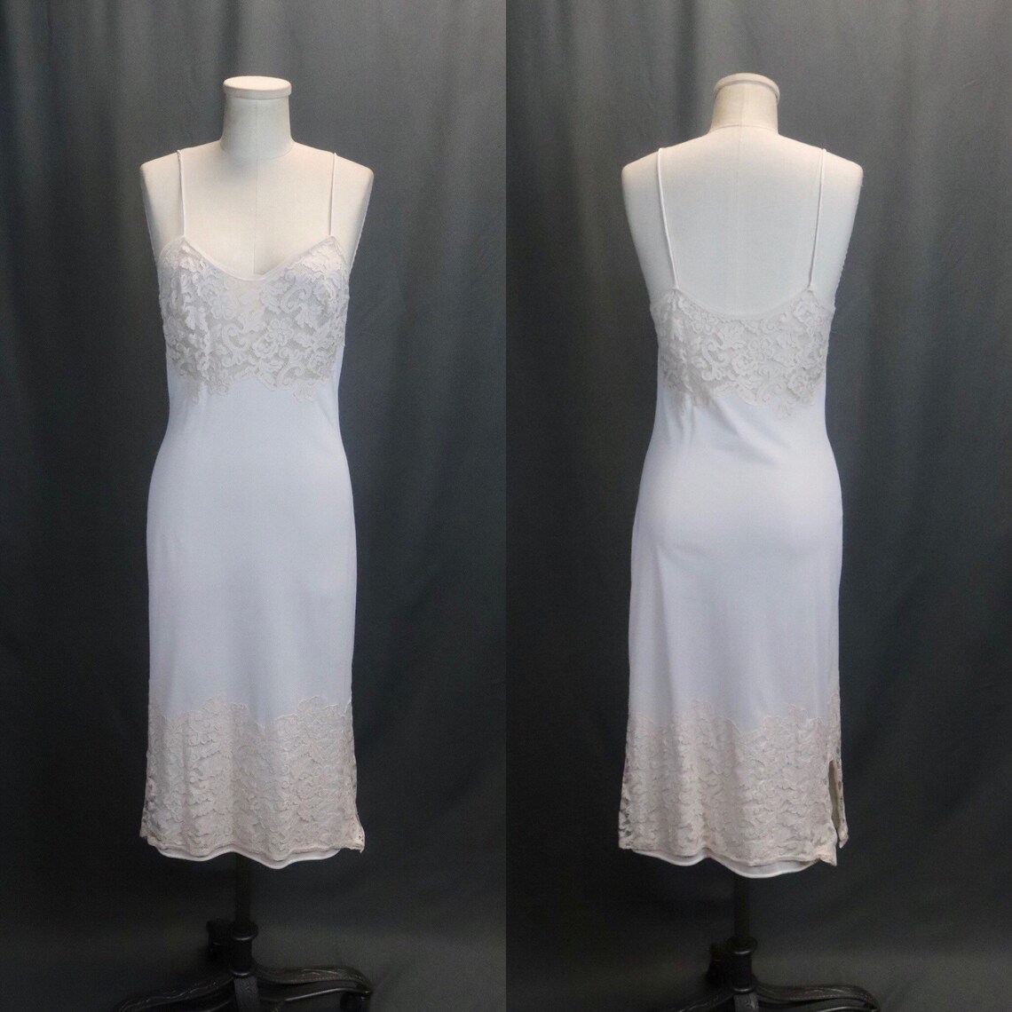 Vintage 1960s White Satin Slip With Lace Top and Bottom Size - Etsy