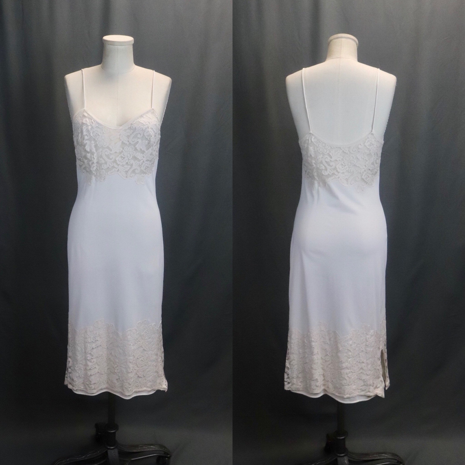 Vintage 1960s White Satin Slip With Lace Top and Bottom Size - Etsy
