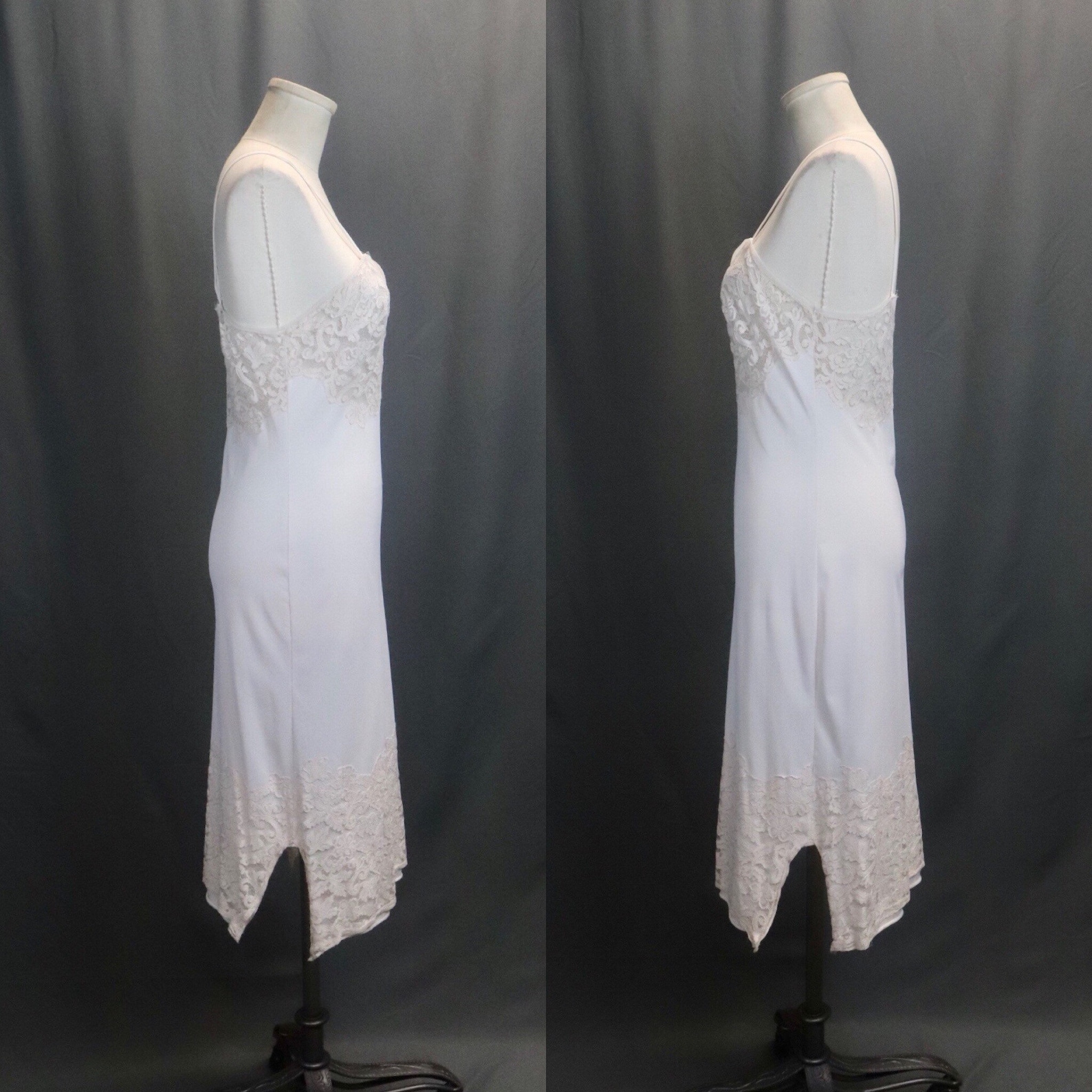 Vintage 1960s White Satin Slip With Lace Top and Bottom Size - Etsy