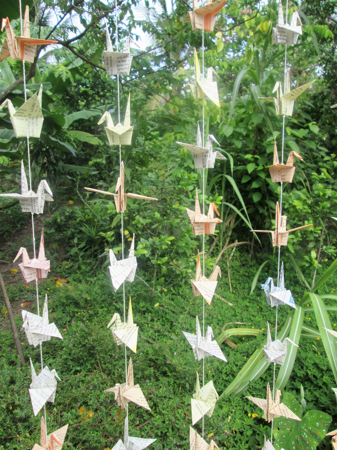 1,000 Paper Cranes Garland, 50 Strands of 20, Recycled Paper, Hanging ...