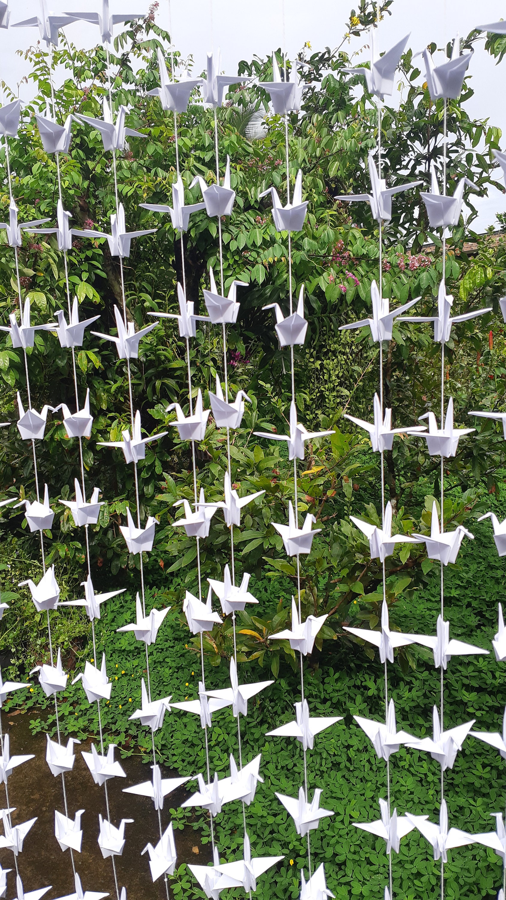 500 Paper Cranes Garland in White Color, 20 Strands of 25, 4" X 4 ...