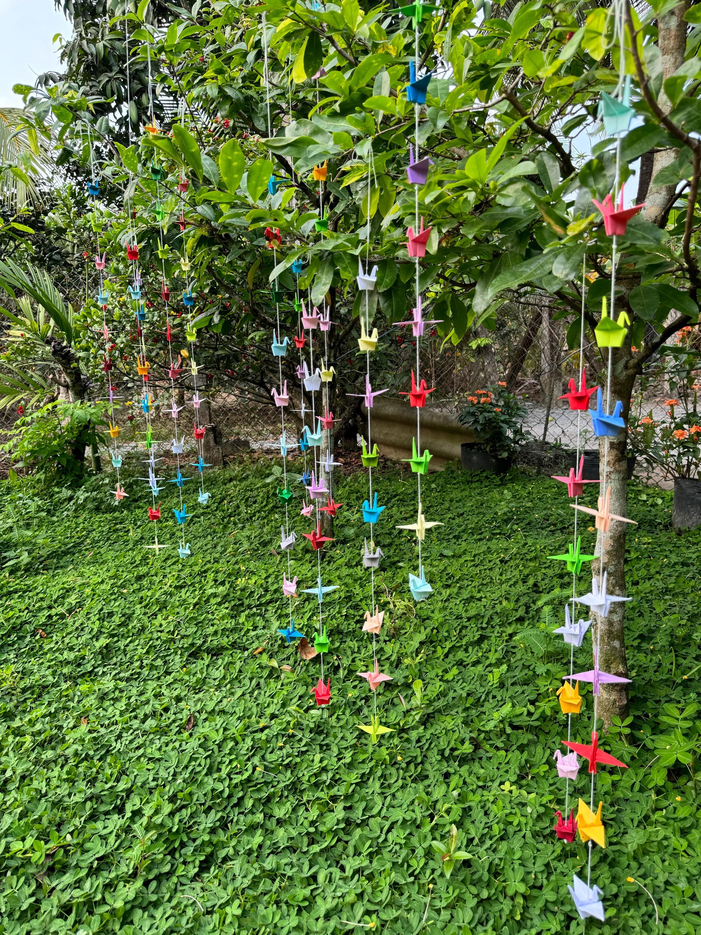 1,000+ Paper Cranes Garland, Strand of 20 Pcs, Multicolors, Printing ...