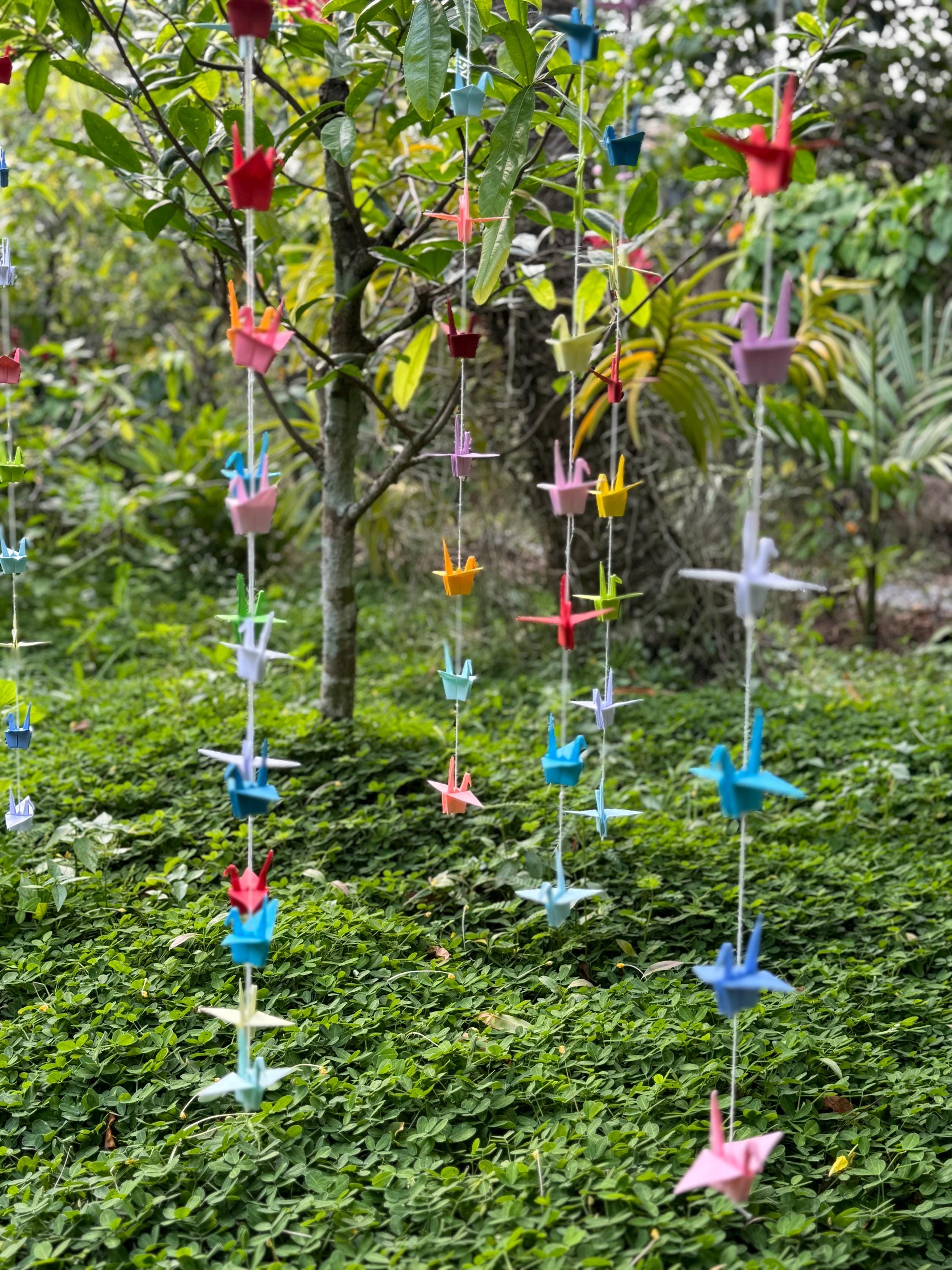 1,000+ Paper Cranes Garland, Strand of 20 Pcs, Multicolors, Printing ...