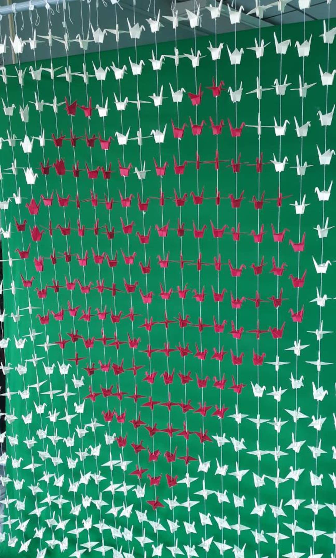 500 Cranes Garland, 25 Strands of 20, Printing Paper, Red and Cream ...