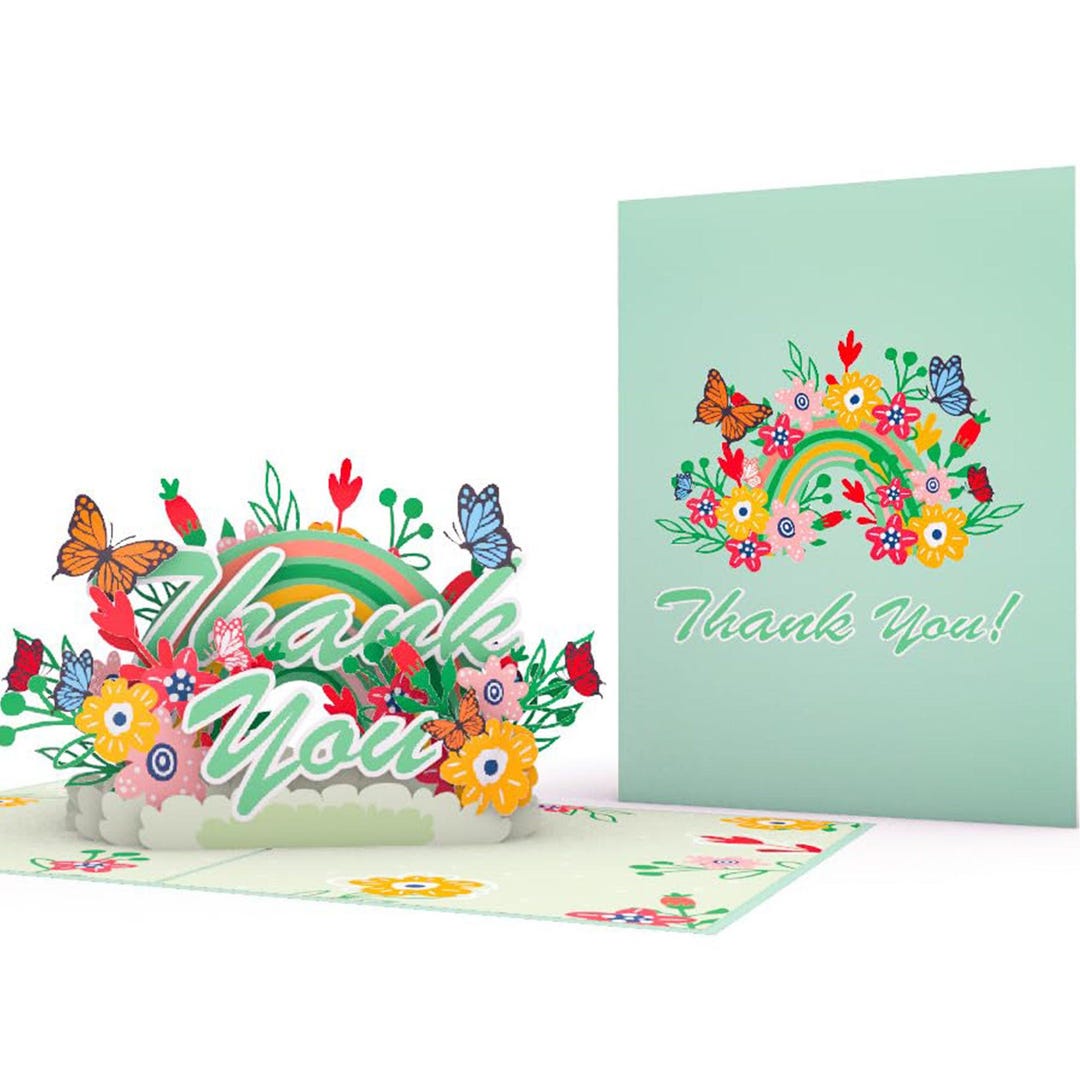 Thank You Rainbow Pop up Card - Etsy