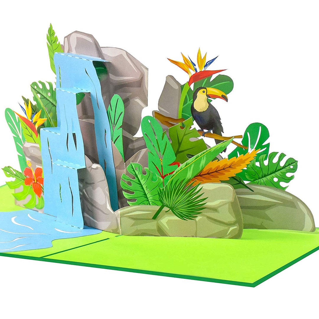 Tropical Waterfall Pop up Card - Etsy