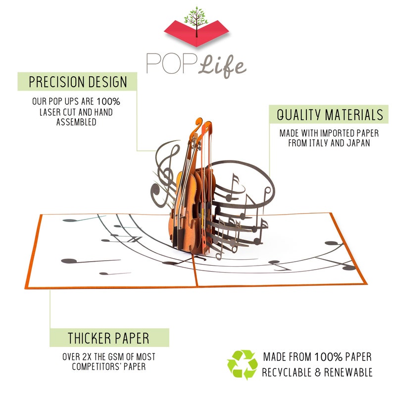 Violin Musical Instrument Pop up Card - Etsy