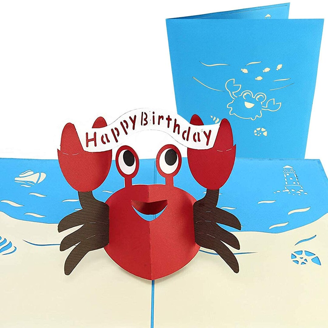 Happy Red Crab Pop up Card - Etsy