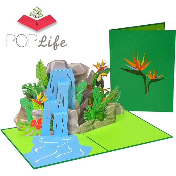 Tropical Waterfall Pop up Card - Etsy