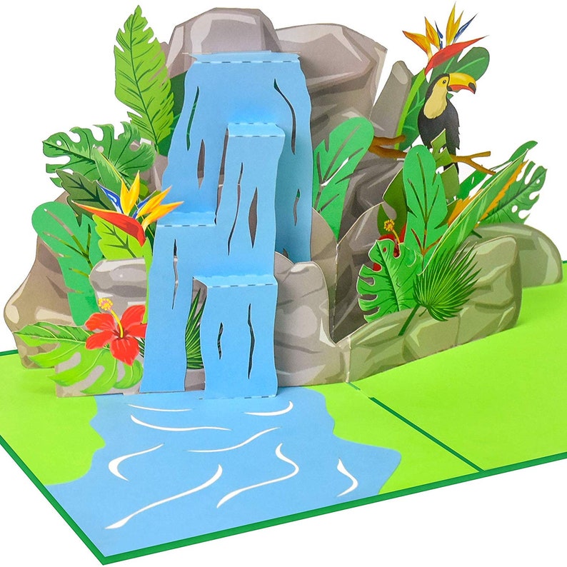 Tropical Waterfall Pop up Card - Etsy