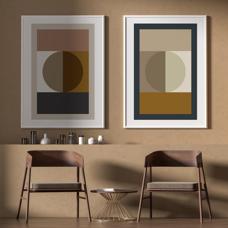Modern Color Block Art Print Geometric Brown Beige Ochre Grey - Etsy