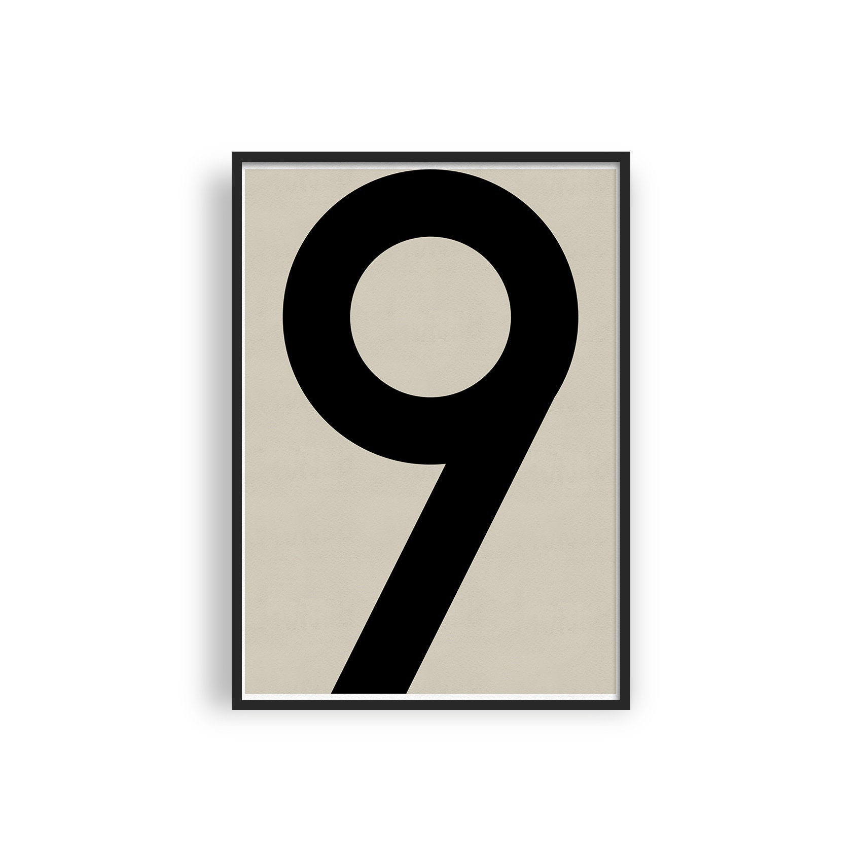 NUMBER 9 Printable Sign Modern Typography Art Print | Etsy