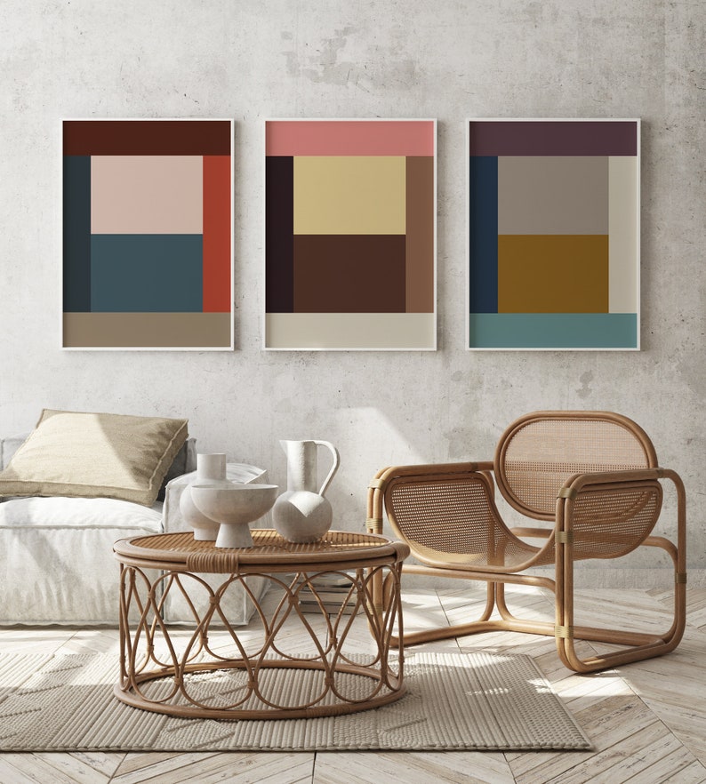 Modern Color Block Art Print Geometric Purple Blue Gold Teal - Etsy