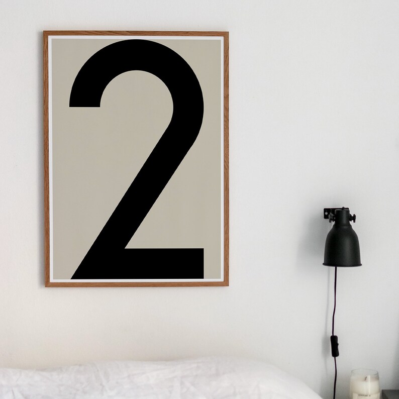 NUMBER 2 Printable Sign Modern Typography Art Print | Etsy