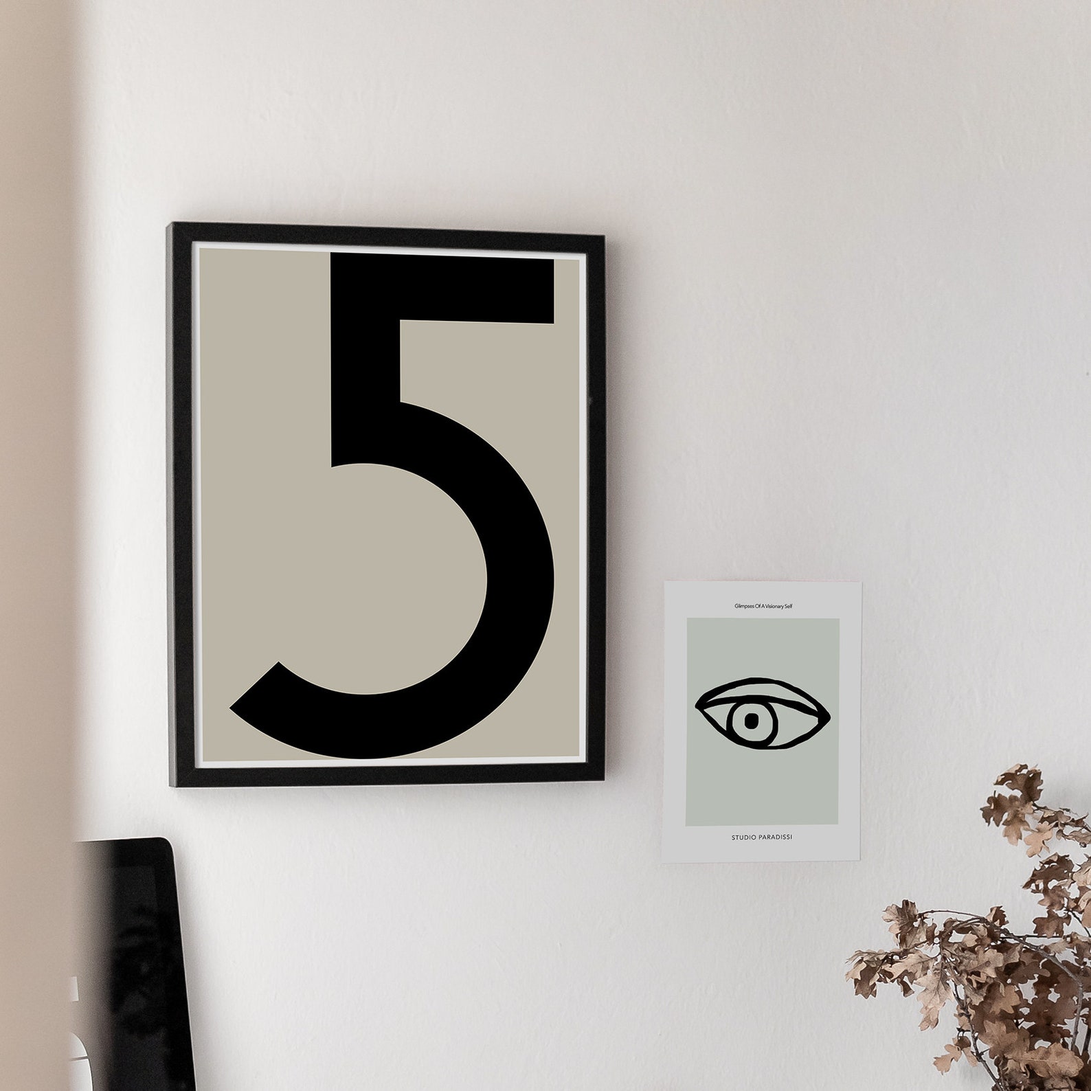 NUMBER 5 Printable Sign Modern Typography Art Print | Etsy