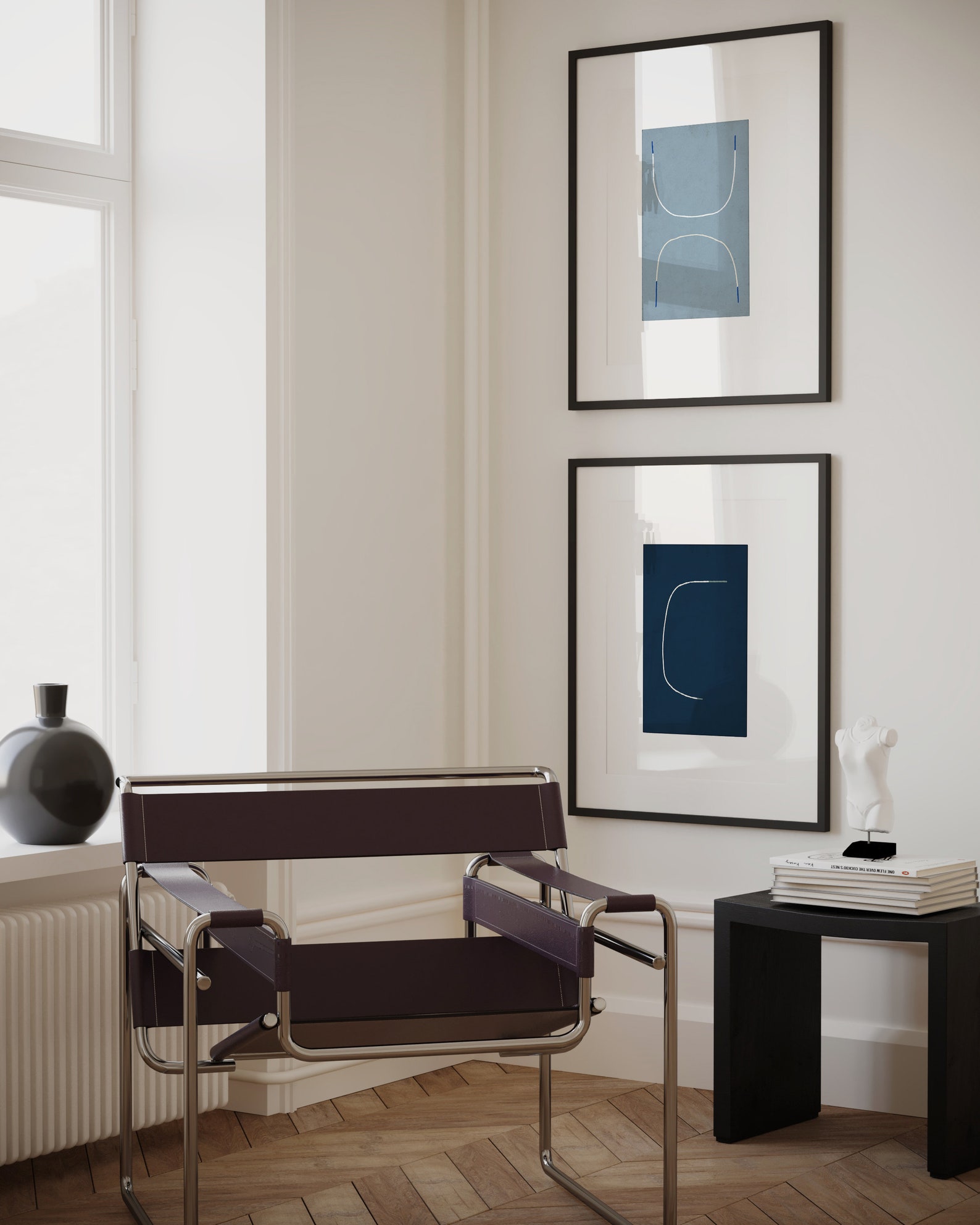 Abstract Blue Print Set: Scandinavian Minimalist Wall Art (digital ...