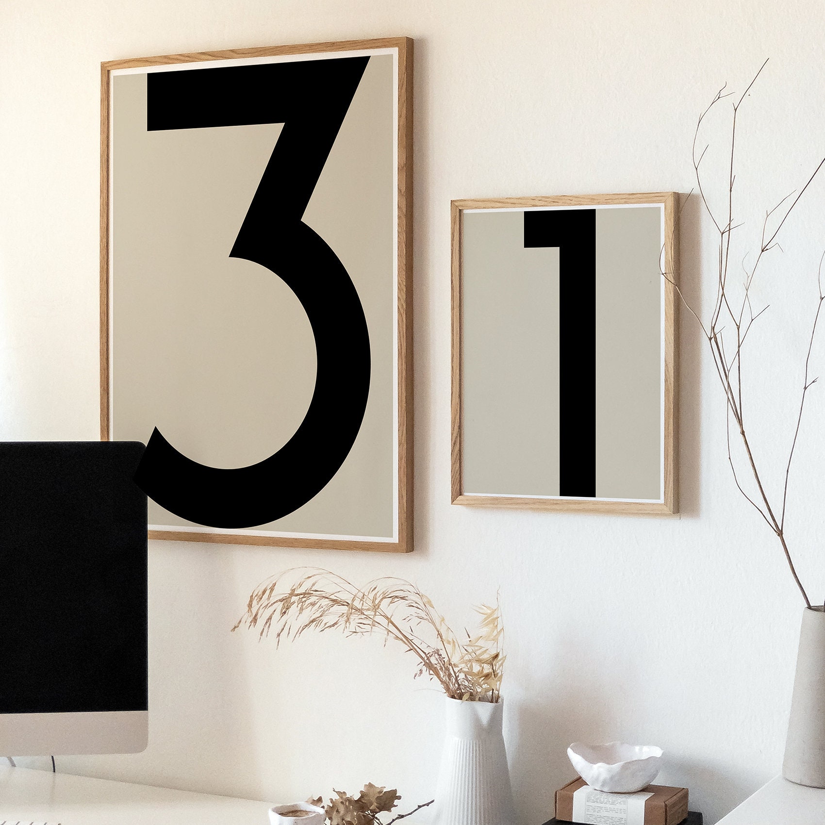 NUMBER 3 Printable Sign Modern Typography Art Print | Etsy