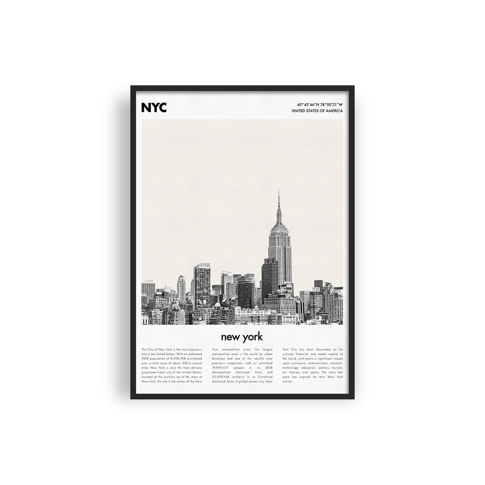 NEW YORK CITY Printable Poster Minimalist Travel Poster | Etsy