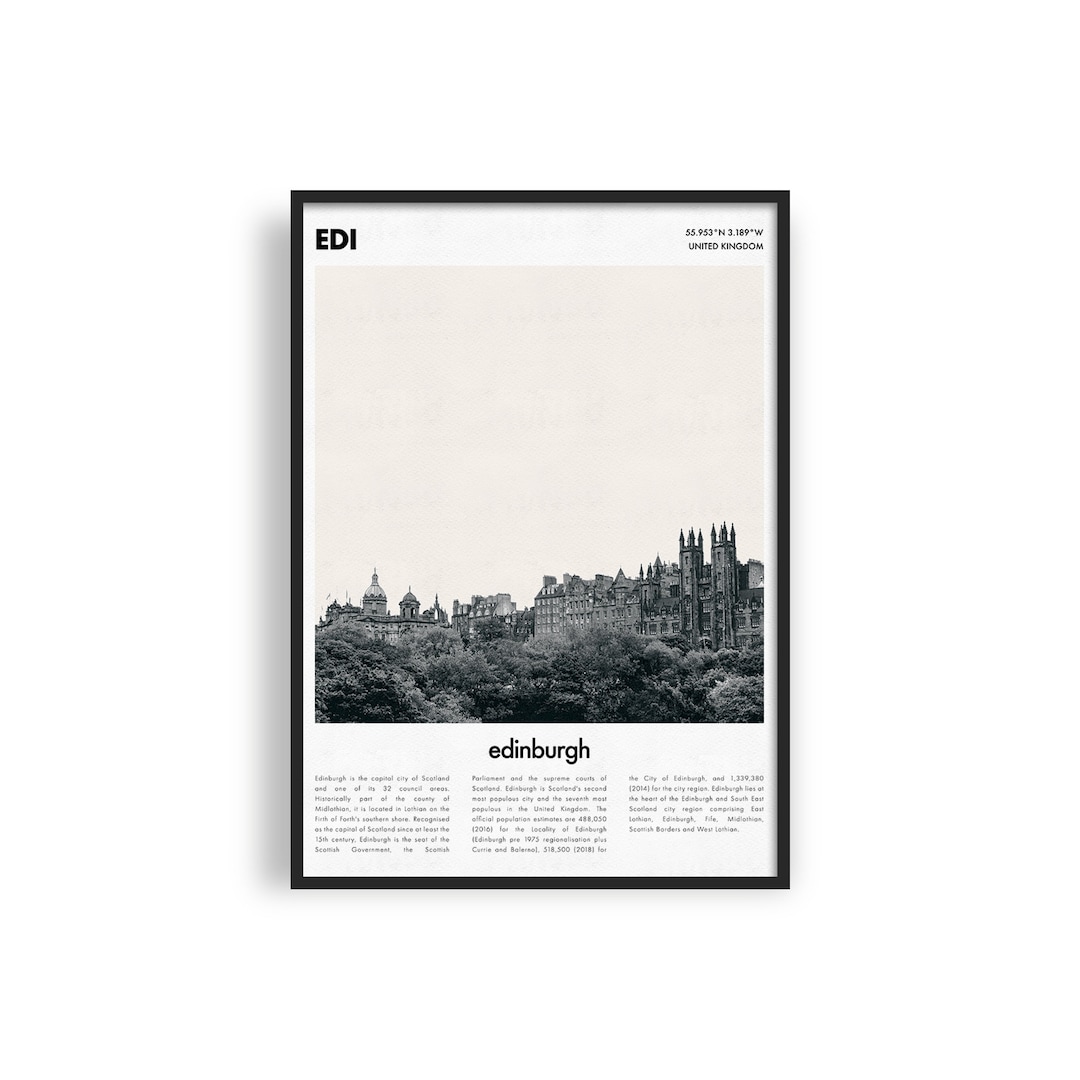EDINBURGH Printable Poster, Minimalist Travel Poster, Modern City ...