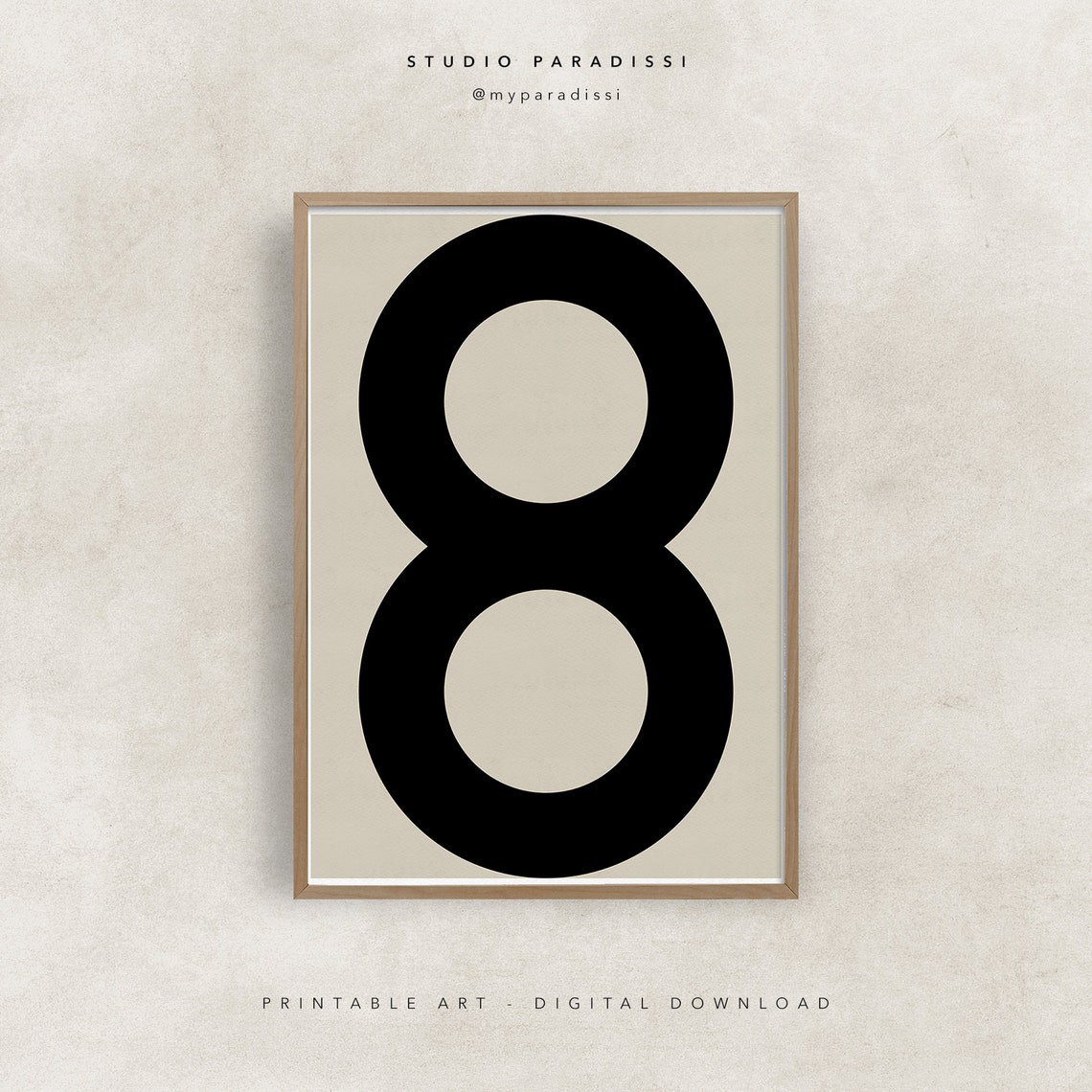 NUMBER 8 Printable Sign Modern Typography Art Print - Etsy