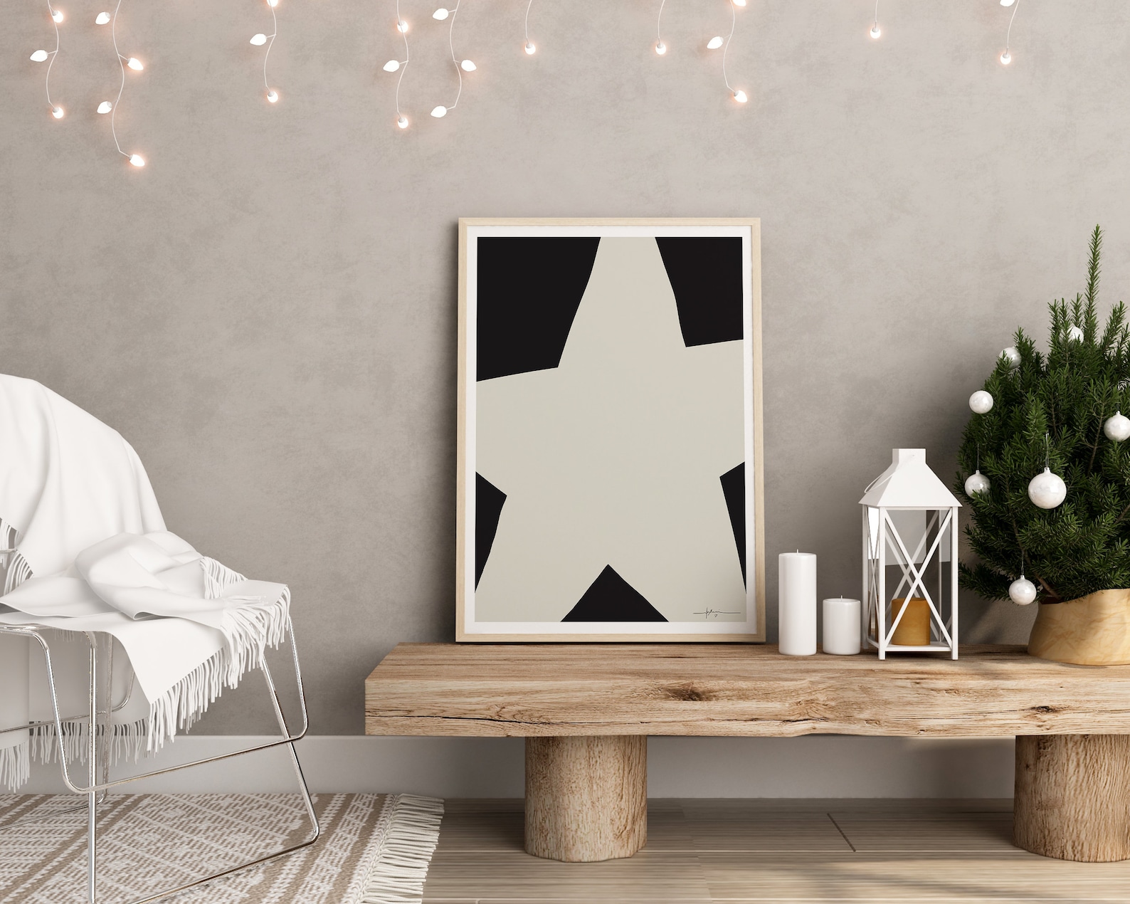Modern Christmas Star Printable Art Minimalist Holiday Art - Etsy
