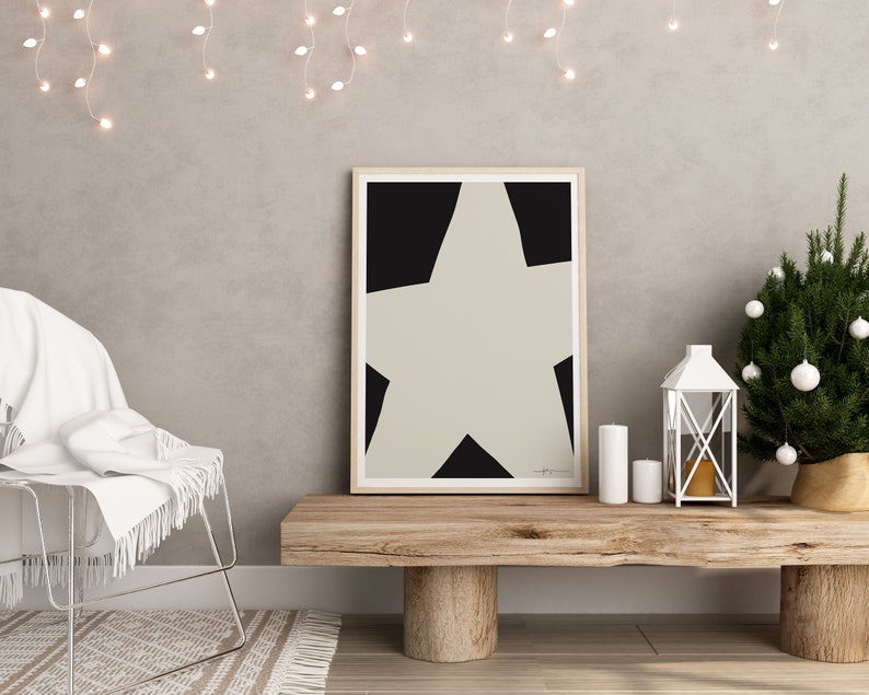 Modern Christmas Star Printable Art Minimalist Holiday Art - Etsy