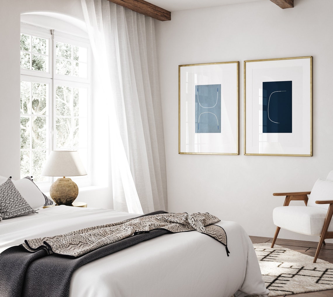 Abstract Blue Print Set: Scandinavian Minimalist Wall Art (digital ...
