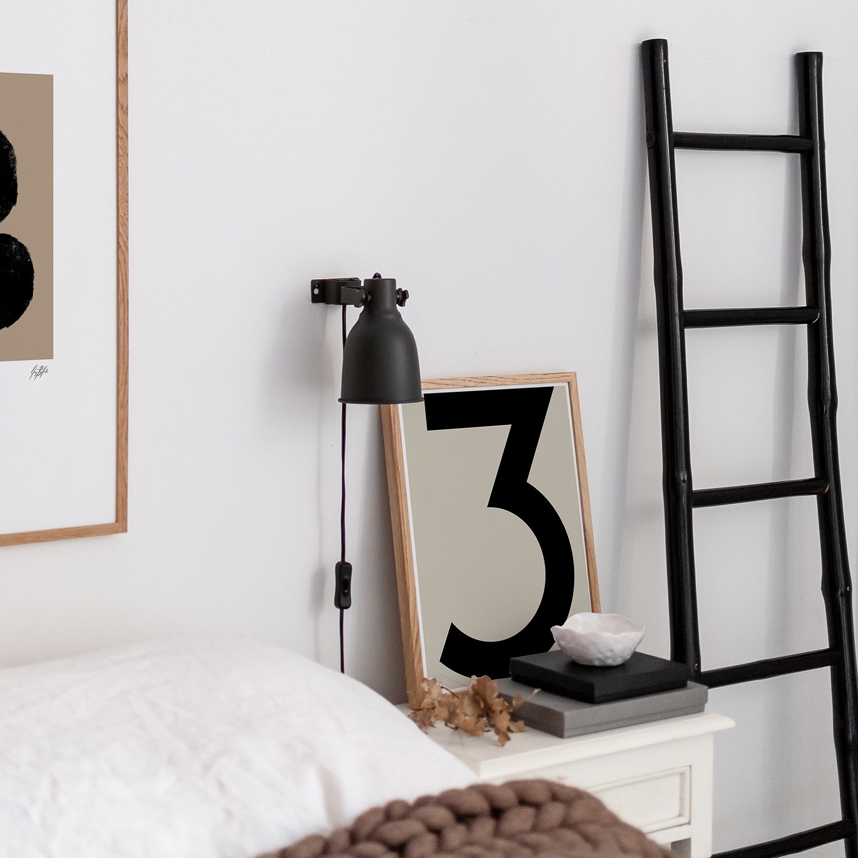 NUMBER 3 Printable Sign Modern Typography Art Print | Etsy