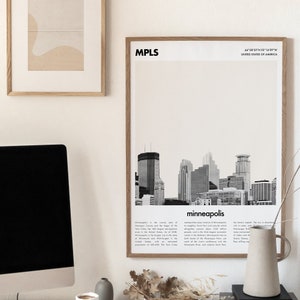 MINNEAPOLIS Printable Poster, Minimalist Travel Poster, Modern City ...