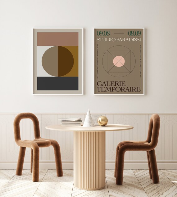 GEOMETRIC POSTER Set of 2 Printable Art Warm Colors Modern - Etsy