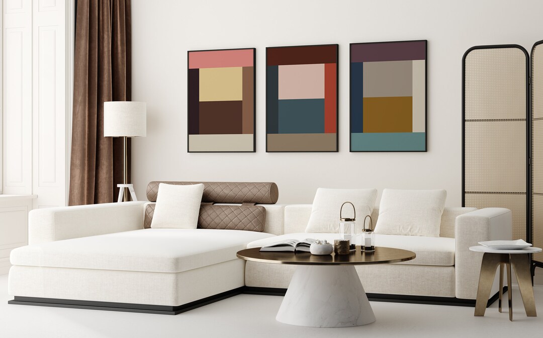 COLORFUL ABSTRACT SET of 3 Printable Art, Geometric Gallery Wall, Multi ...