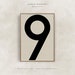 NUMBER 9 Printable Sign, Modern Typography Art Print, Minimalist Poster ...