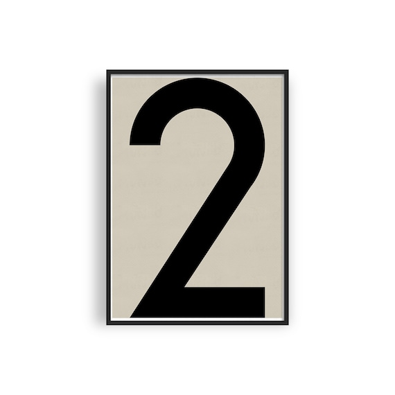 NUMBER 2 Printable Sign Modern Typography Art Print | Etsy