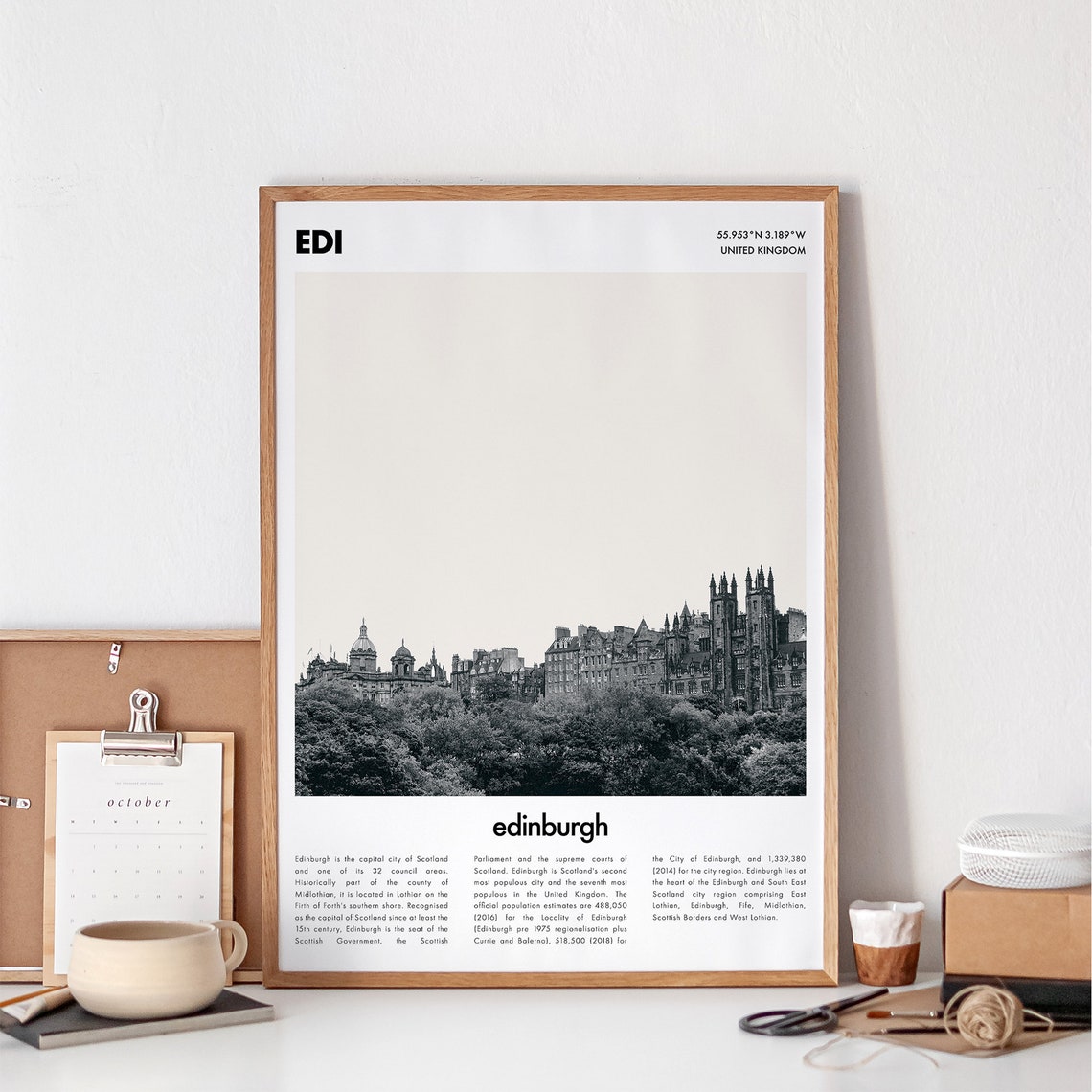 EDINBURGH Printable Poster Minimalist Travel Poster Modern | Etsy