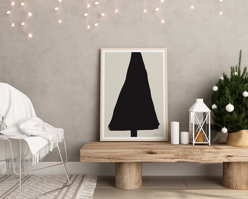 Modern Christmas Tree Printable Art Minimalist Holiday Art - Etsy