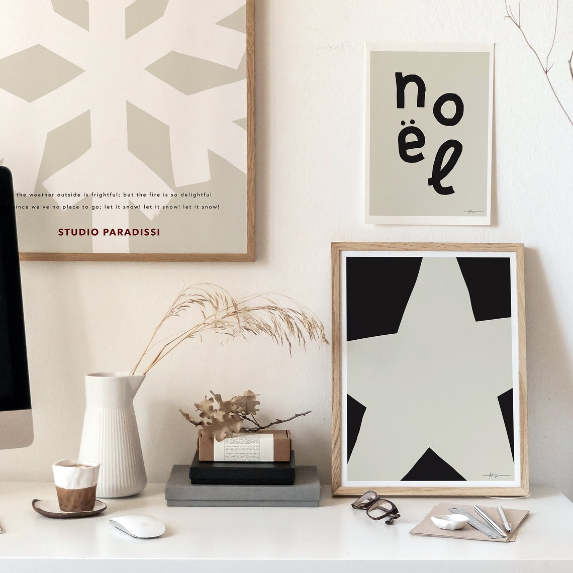 Modern Christmas Star Printable Art Minimalist Holiday Art | Etsy