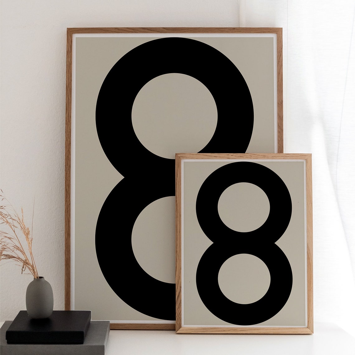 NUMBER 8 Printable Sign Modern Typography Art Print - Etsy