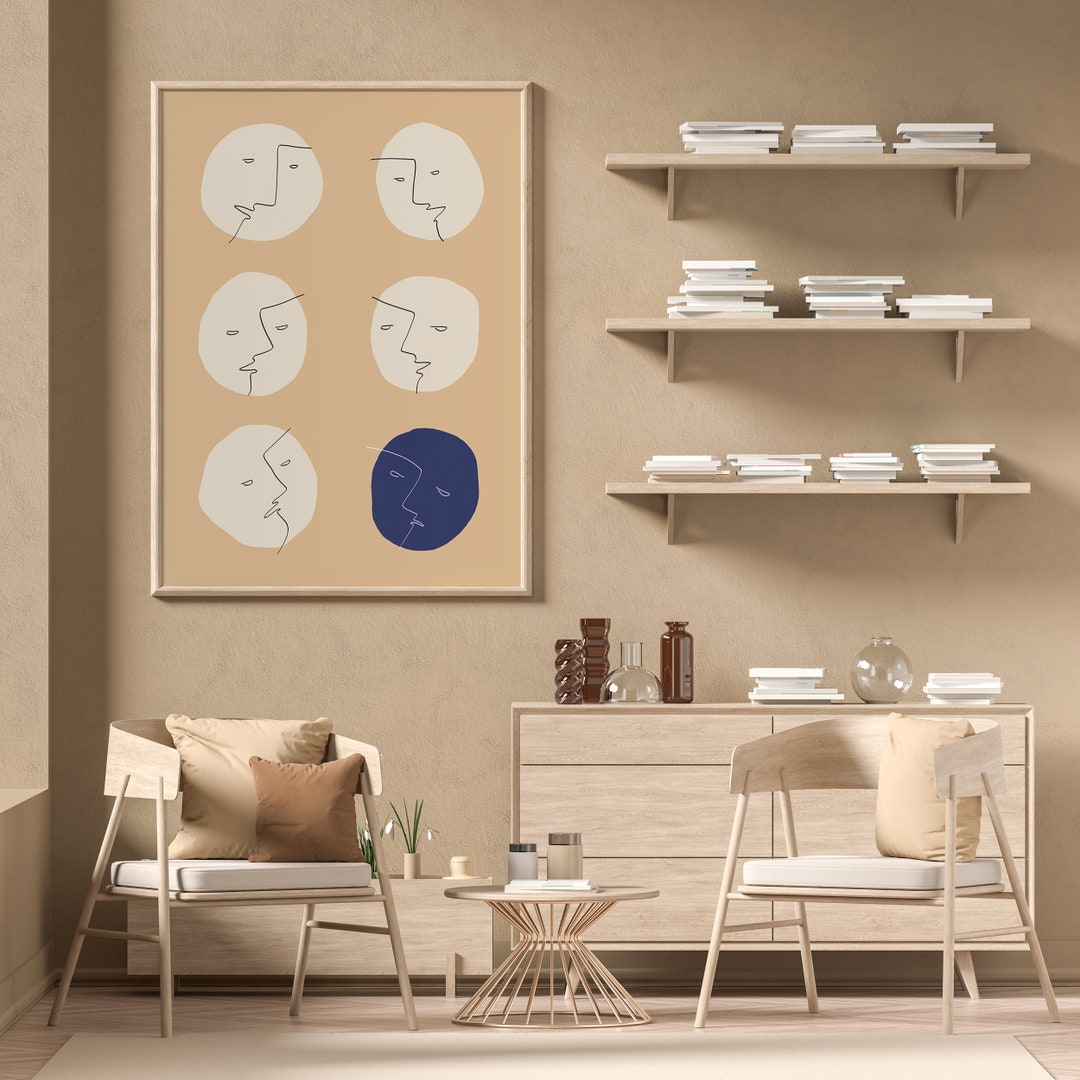 Abstract Faces Line Art Print: Modern Scandinavian Decor (digital ...