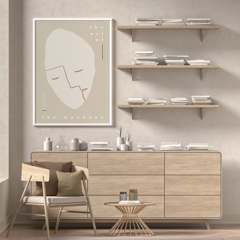 ABSTRACT FACE POSTER Beige Minimalist Wall Decor - Etsy