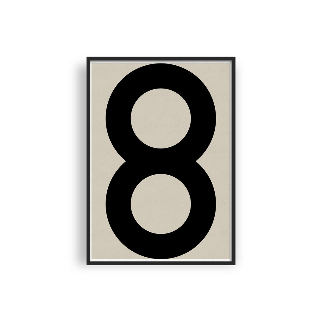NUMBER 8 Printable Sign, Modern Typography Art Print, Minimalist Poster ...