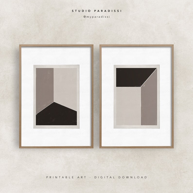 GEOMETRIC Set of 2 Printable Abstract Art Modern Wall Decor | Etsy