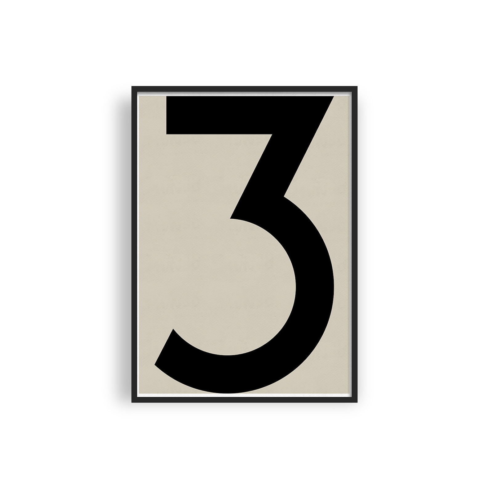 NUMBER 3 Printable Sign Modern Typography Art Print | Etsy