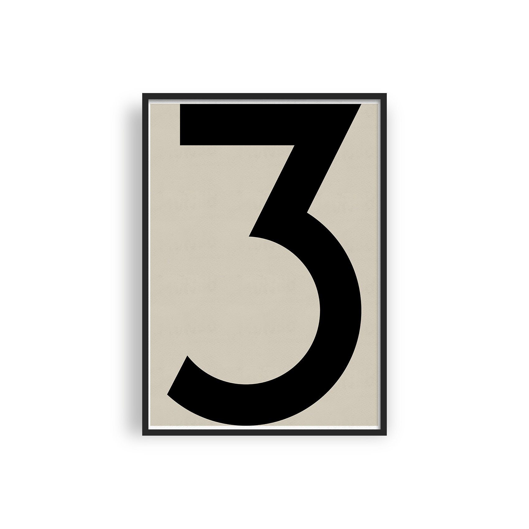 NUMBER 3 Printable Sign Modern Typography Art Print | Etsy