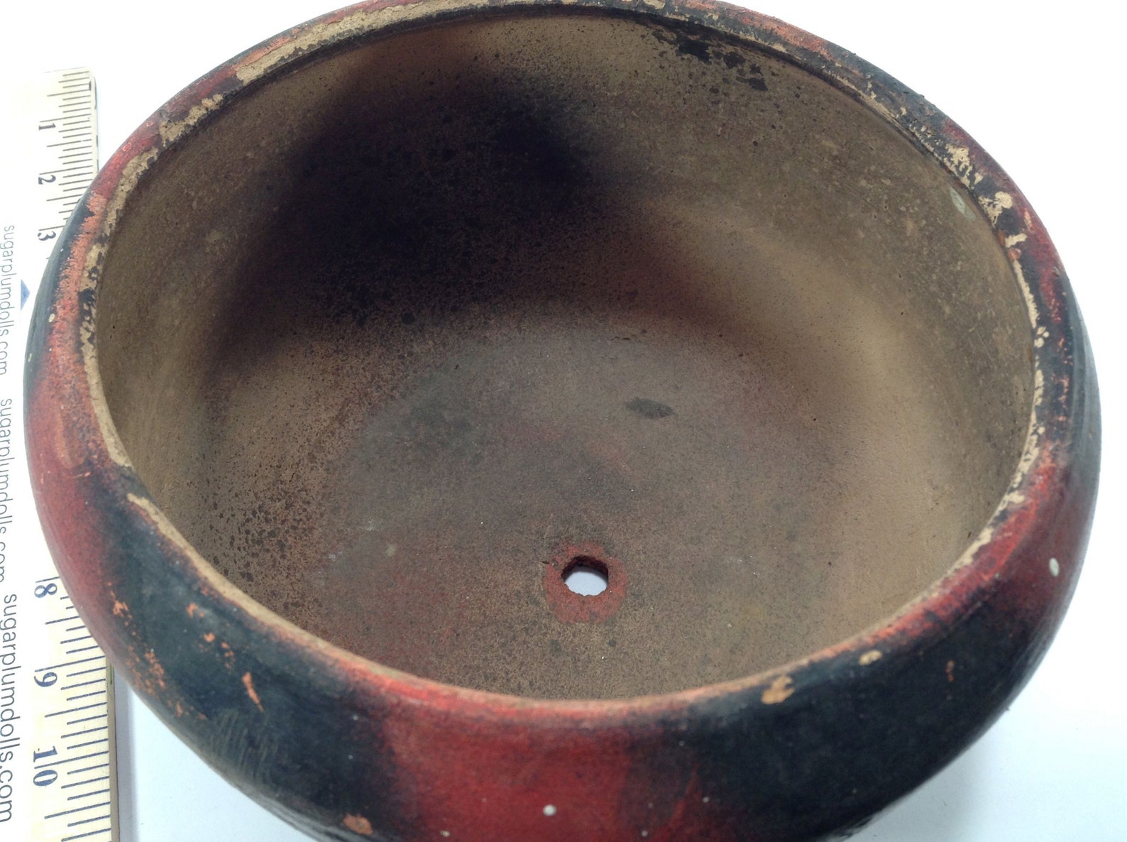 Round Red Ceramic Flower Pot With Drainage Hole in Bottom - Etsy