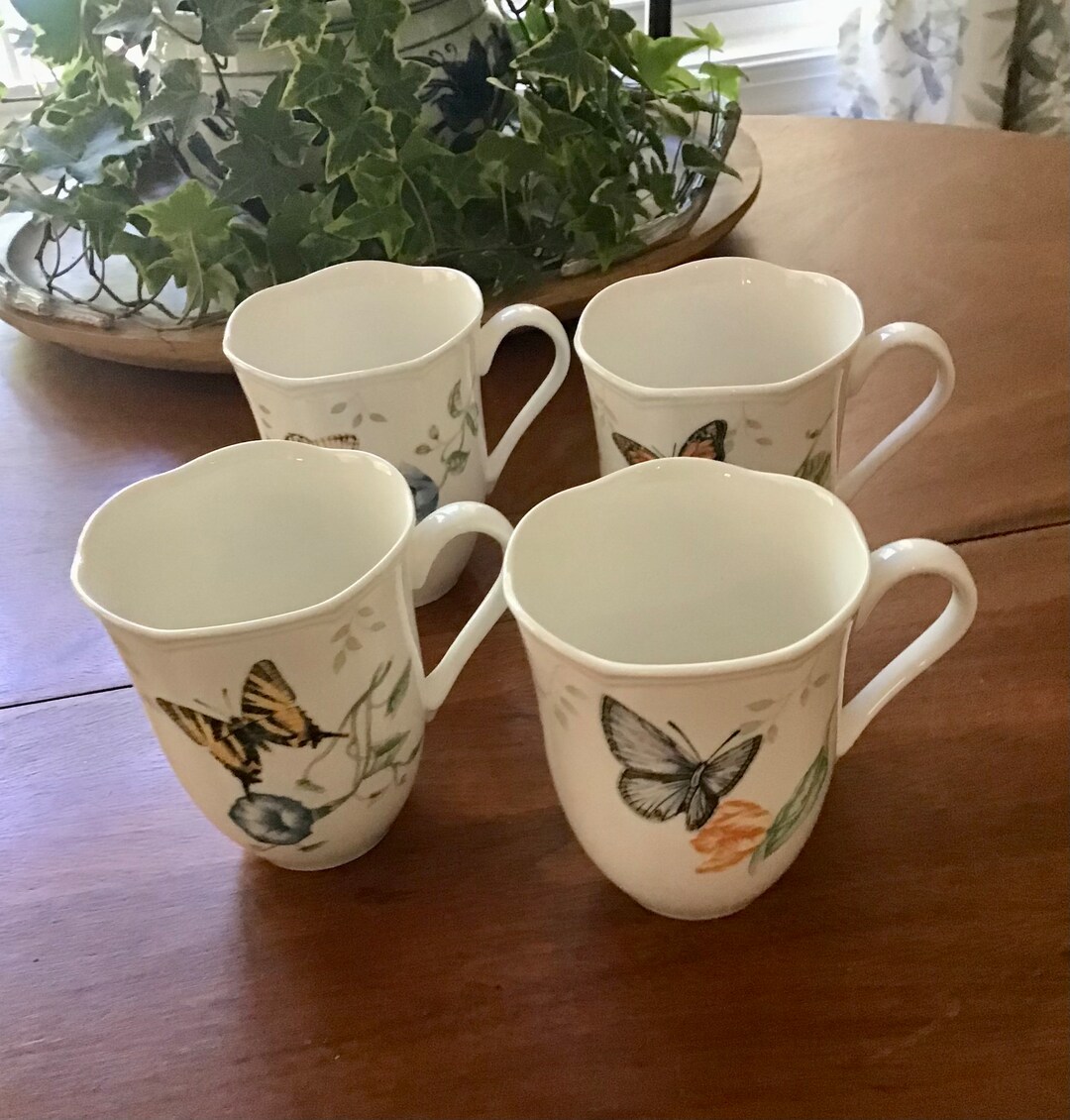 Lenox Butterfly Meadow Set of 4 Tall Porcelain Mugs/ Monarch, Eastern ...