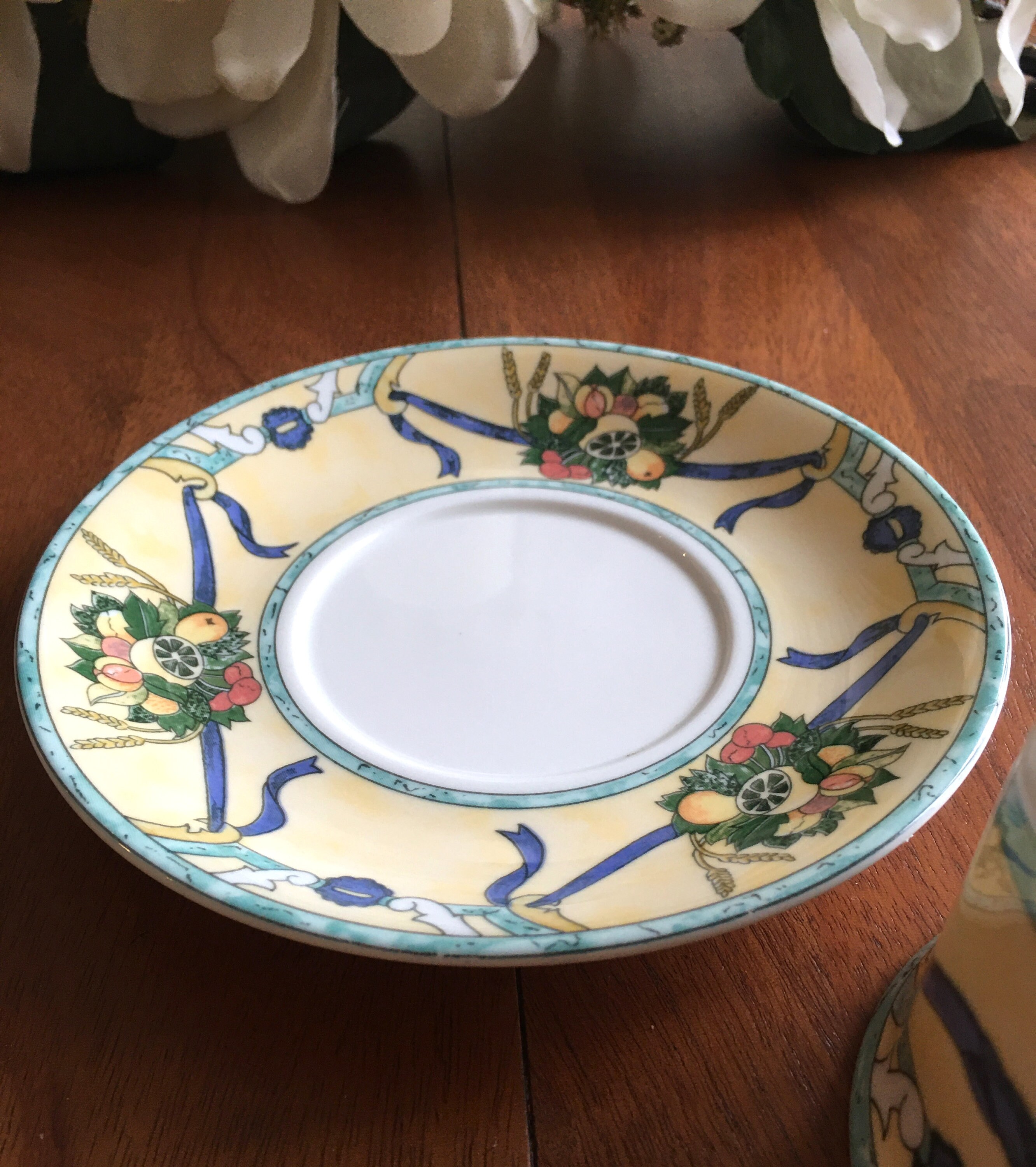Villeroy & Boch Castellina Flat Cup and Saucer Set/ Pretty Yellow and ...