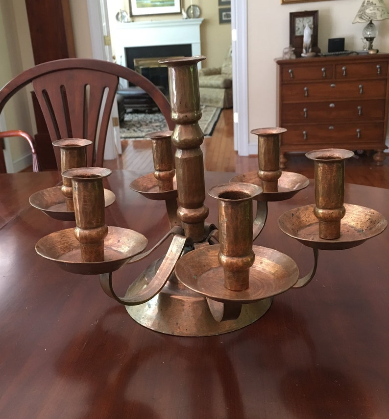 Vintage 7 Candle Copper Table Centerpiece Candle Holder/7 | Etsy