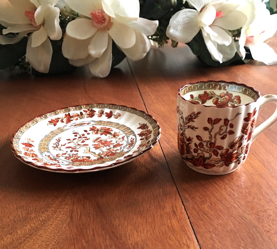 Copeland Spode India Tree Orange Rust With Scallop Trim Flat - Etsy