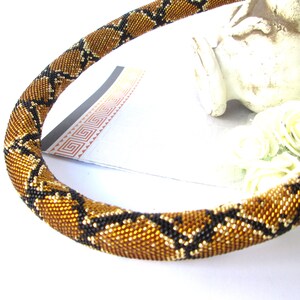 Beaded crochet Necklace Brown Snake necklace coffee brown | Etsy